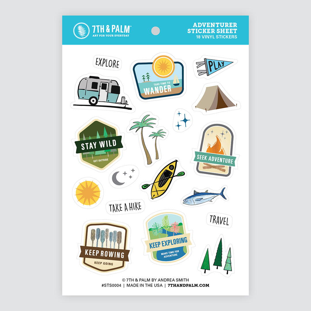 Adventurer Sticker Sheet – Travel, Outdoors & Wanderlust Designs – 7th ...