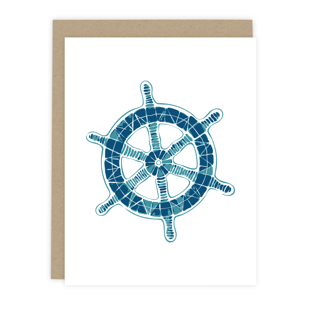 Boat Wheel Note Card from 7th & Palm - Coastal & Nautical Stationery
