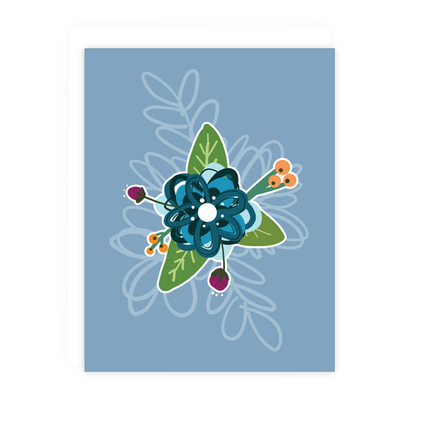 Blue Floral Note Card - Greeting Cards & Stationery by 7th & Palm