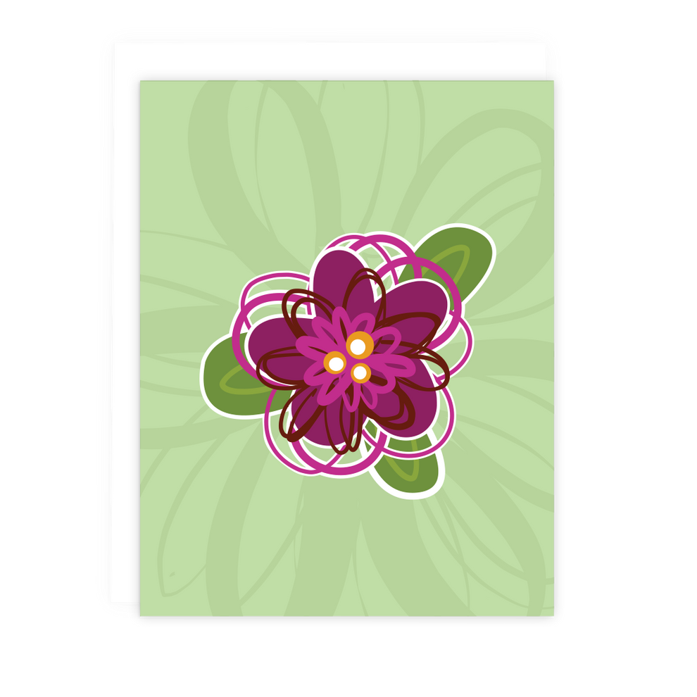 Green Floral Note Card - Greeting Cards & Stationery by 7th & Palm